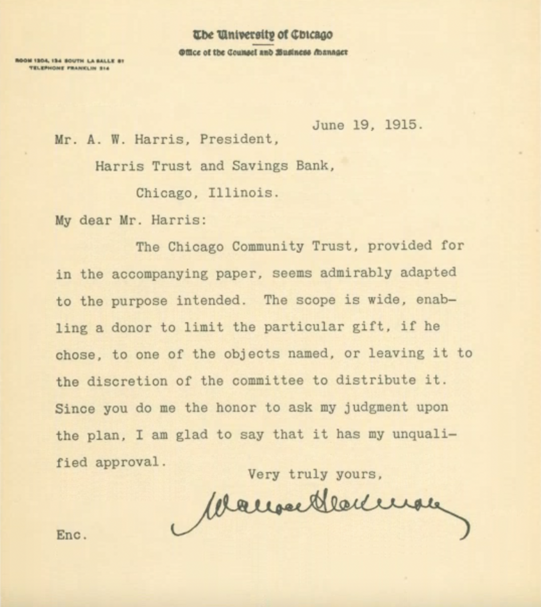From the Archives: 1915 – Founding of The Chicago Community Trust - The ...