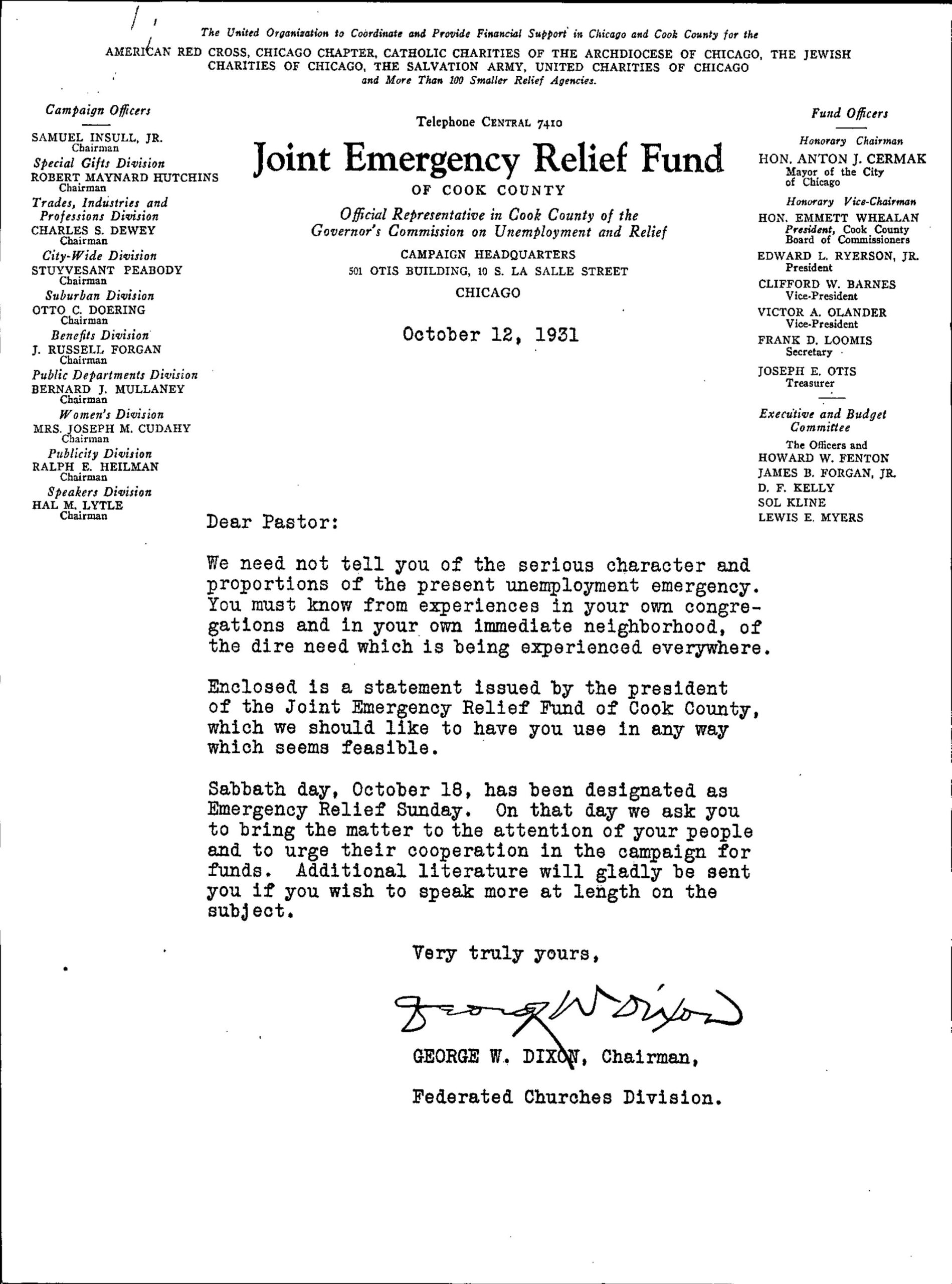 From the Archives: 1931 – Joint Emergency Relief Fund of Cook County ...